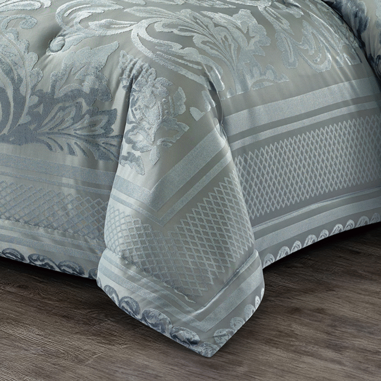 Upgrade 10 Pcs Damask Silver Blue Bedding Gift Set Luxury